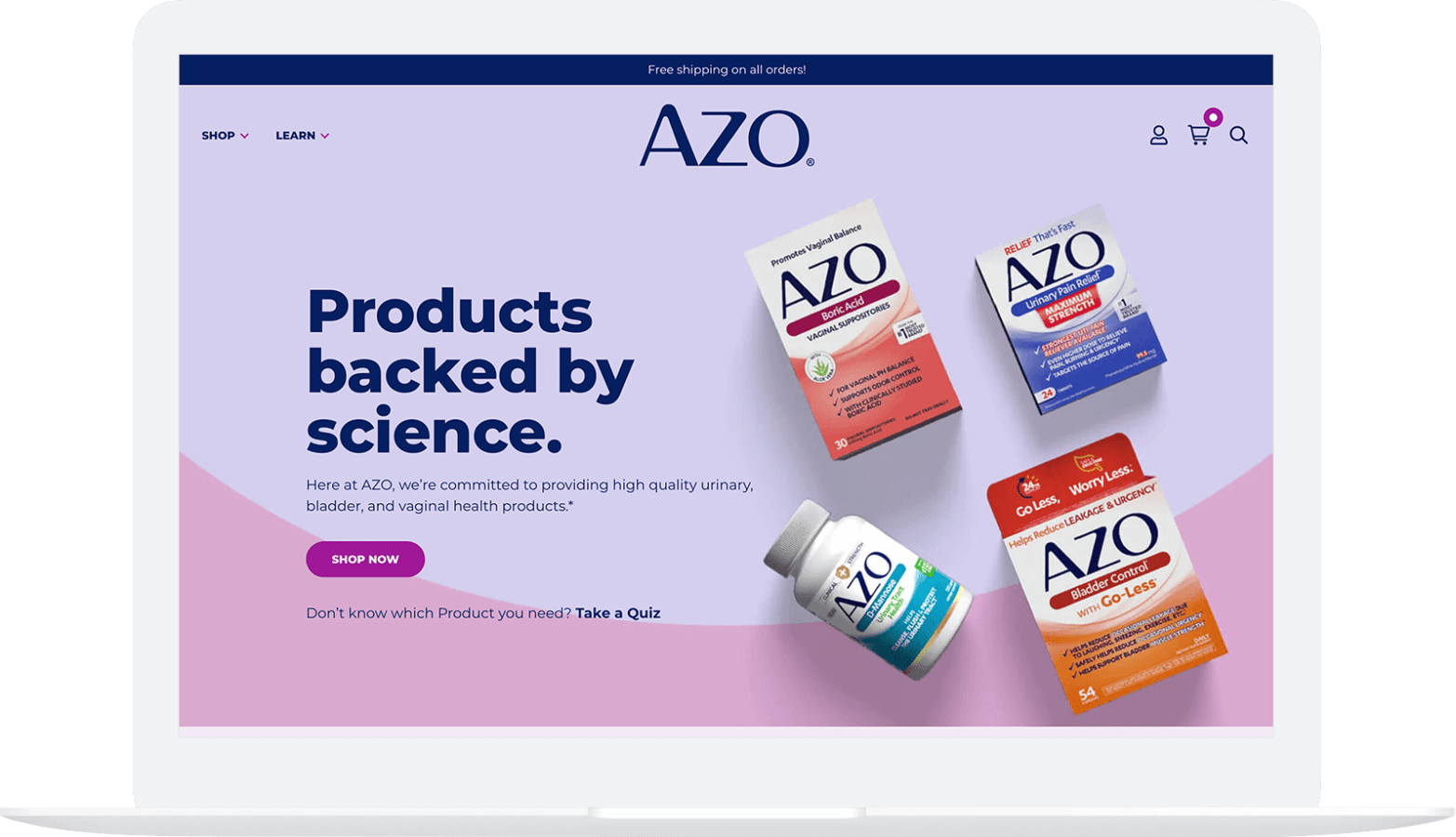 AZO Products – UX & WordPress Website Design w/ Shopify OMS