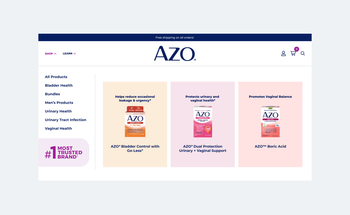 AZO Products – UX & WordPress Website Design w/ Shopify OMS